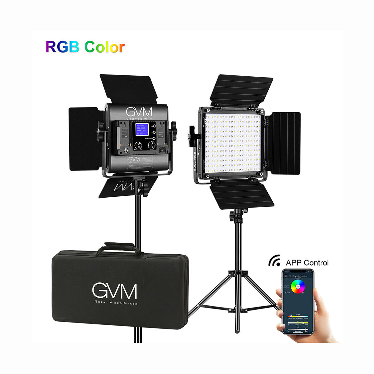 Panel de luces LED GVM 800D-RGB (kit de 2 luces) - Foto del Recuerdo