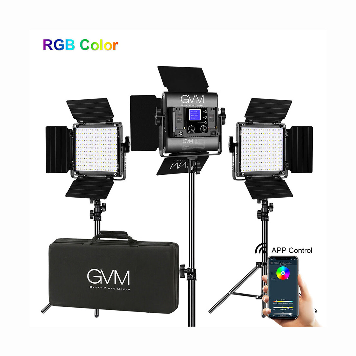 Panel de luces LED GVM 800D-RGB (kit de 3 luces) - Foto del Recuerdo