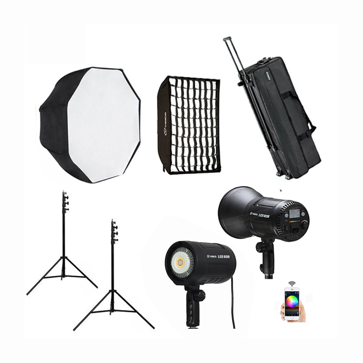 Kit 2 x Luces LED VISICO 80R (RGB Total 160W) - Foto del Recuerdo